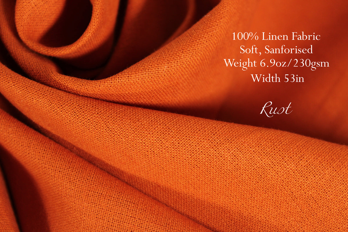 100% Linen Fabric by the Yard / Rust Linen Fabric / Buy Linen Online ...