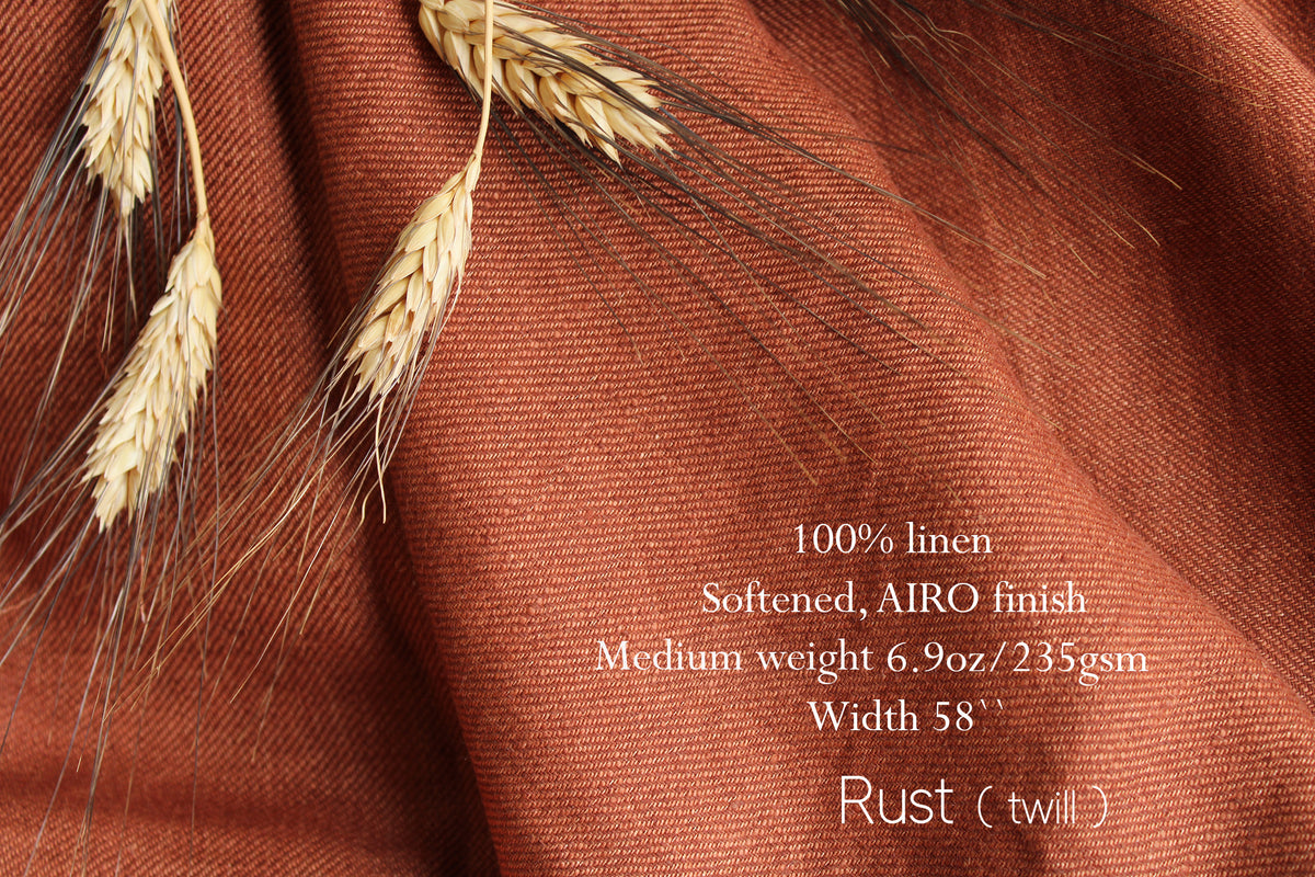 100% Linen Fabric by the Yard / Rust Twill Linen Fabric / Buy Linen On ...
