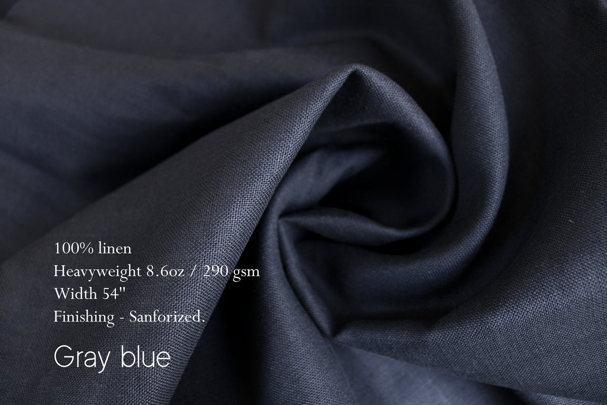Heavyweight Linen fabric by the yard/ Gray blue Linen Fabric – ZELE NAVA