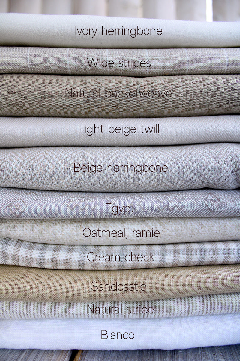 Ivory Herringbone Linen Fabric by the yard - Linen-Cotton blend - Medi ...