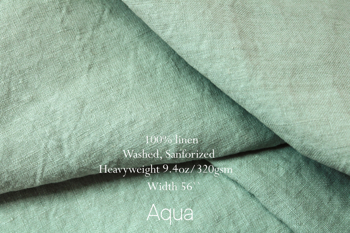 Washed Heavyweight Linen Fabric / Aqua Linen Fabric – ZELE NAVA