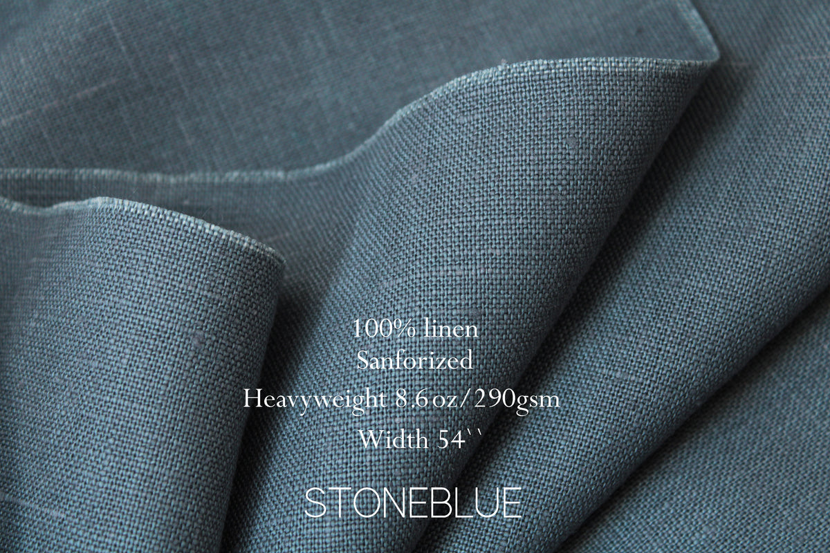 Heavyweight Linen fabric by the yard/ Stoneblue Linen Fabric – ZELE NAVA